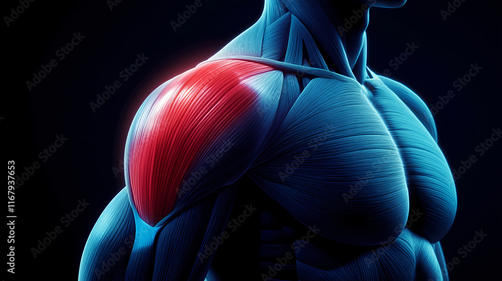 Highlighted deltoid muscle in the upper limb, deltoid, muscle, upper ...