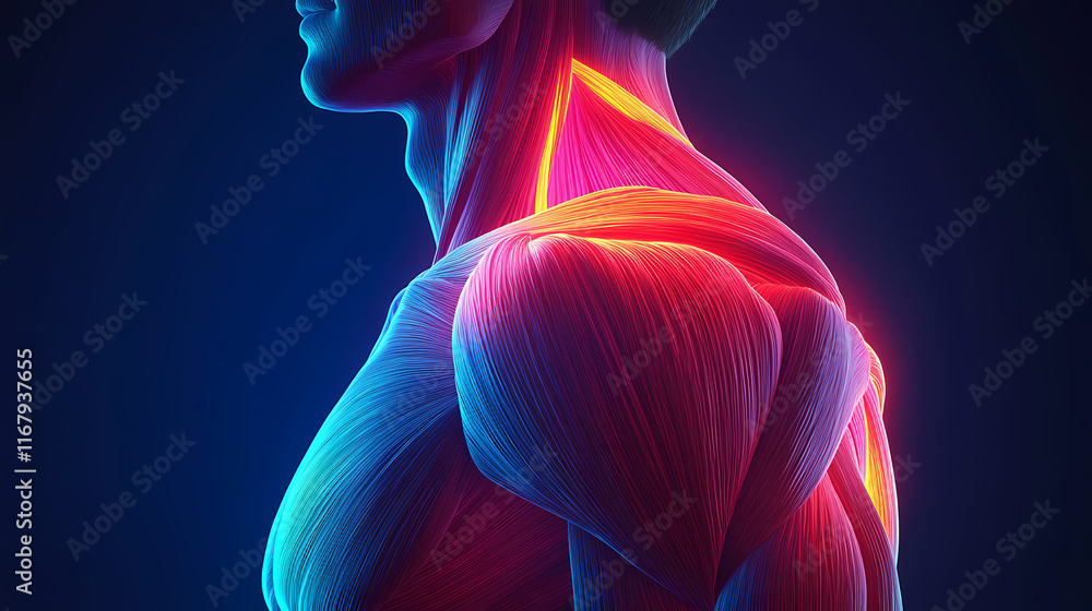 Highlighted deltoid muscle in the upper limb, deltoid, muscle, upper ...