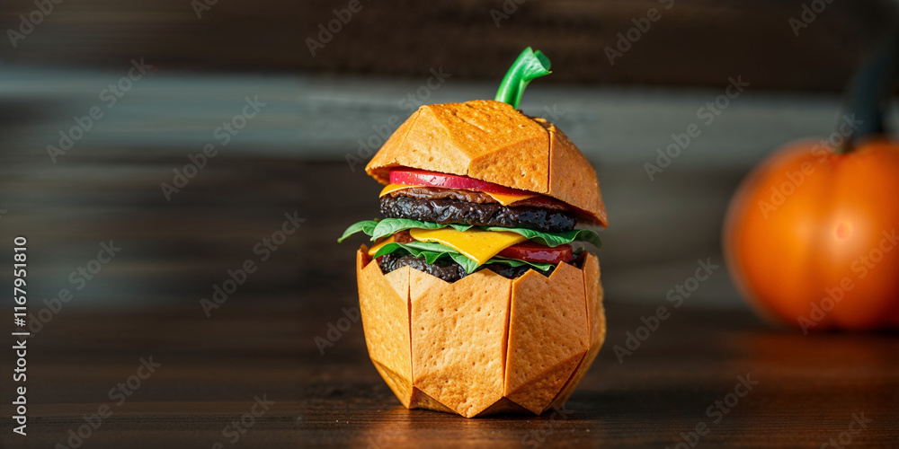 Paper Made Pumpkin Burger Stock Photo | Adobe Stock