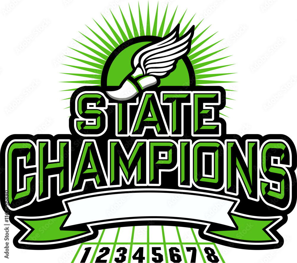 state champions in track and field team design with winged foot and ...