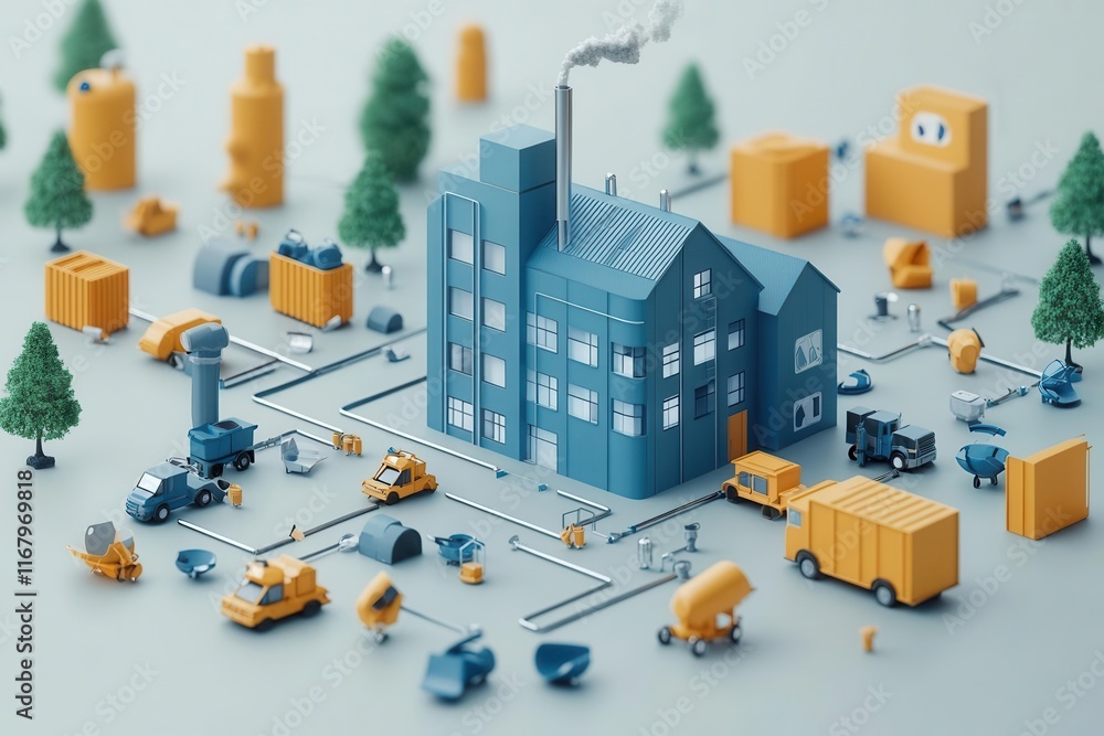 Recycling flow chart flat design front view waste and pollution Stock ...