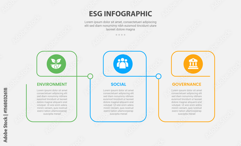 ESG infographic outline style with 3 point template with creative ... ESG infographic outline style with 3 point template with creative ...