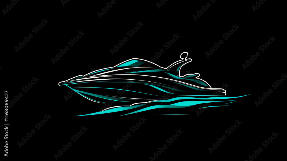 Sleek and modern luxury jet ski design with dynamic lines and vibrant ...