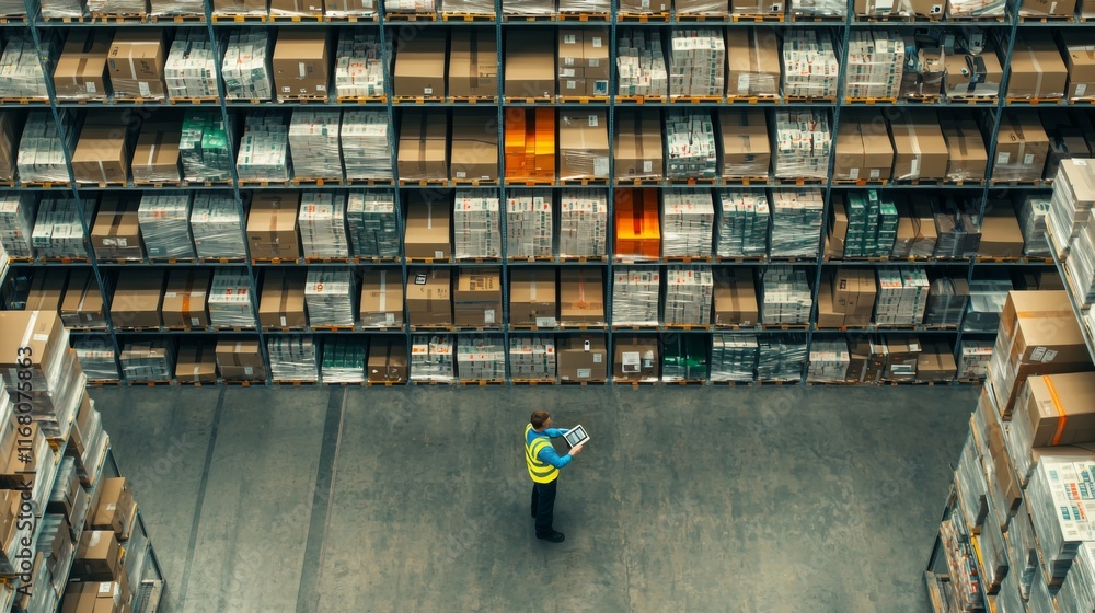 Warehouse inventory management industrial facility photography aisle ...