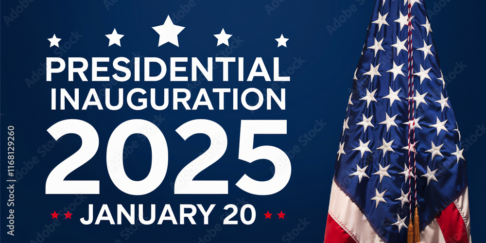 2025 US Presidential Inauguration banner with USA flags. Editable with ...