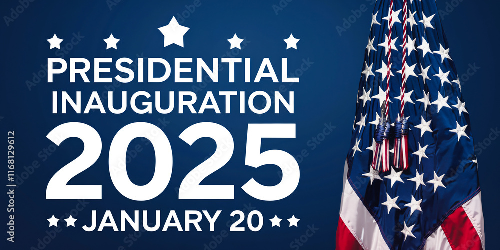 2025 US Presidential Inauguration banner with USA flags. Editable with ...