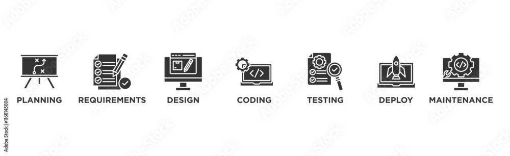 Software development life cycle banner web icon illustration concept of ...