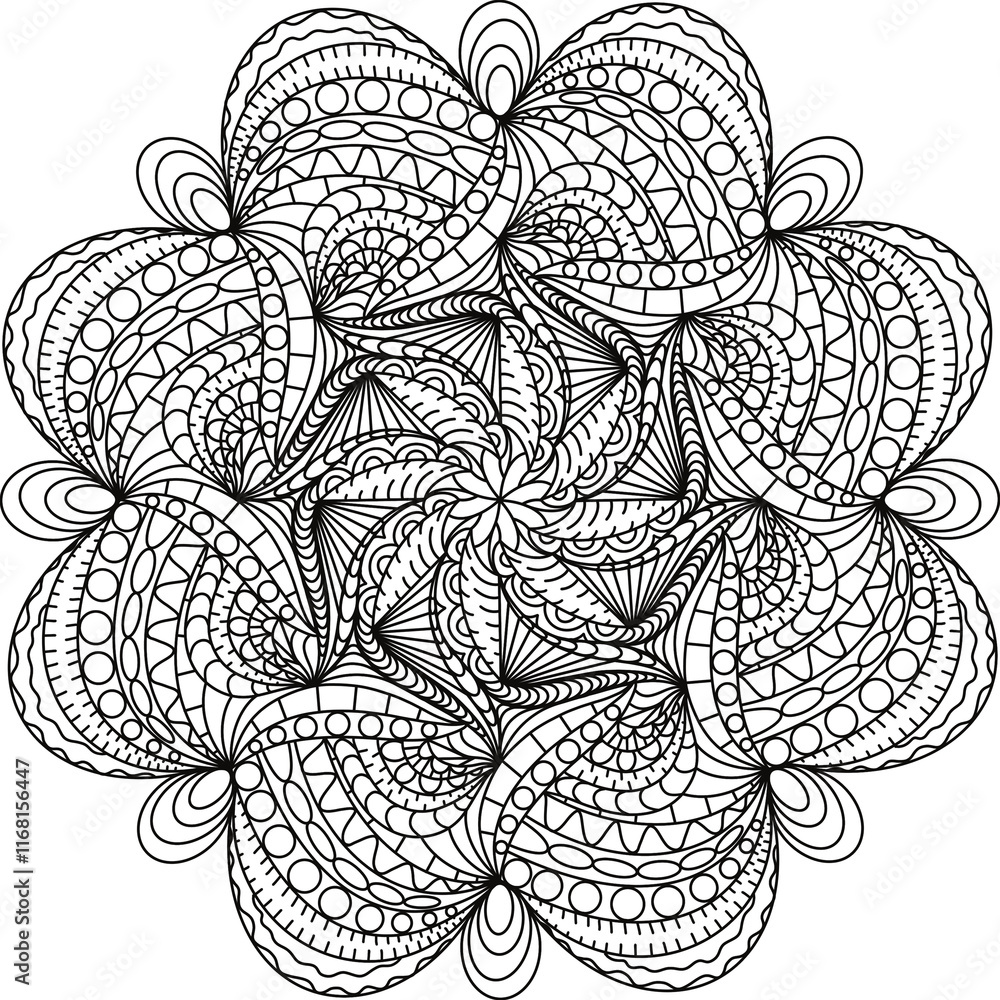 Abstract style painting, Painting for coloring, Black line drawing ...