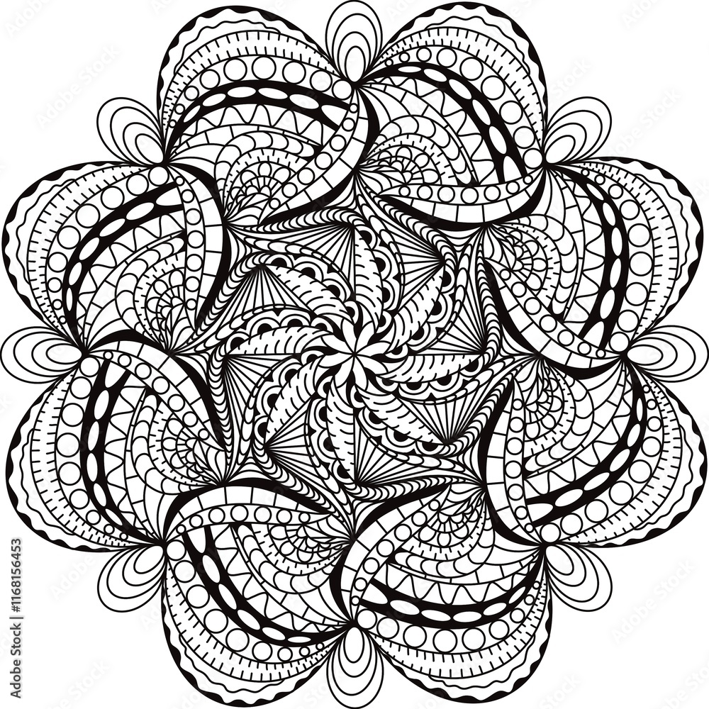 Abstract style painting, Painting for coloring, Black line drawing ...