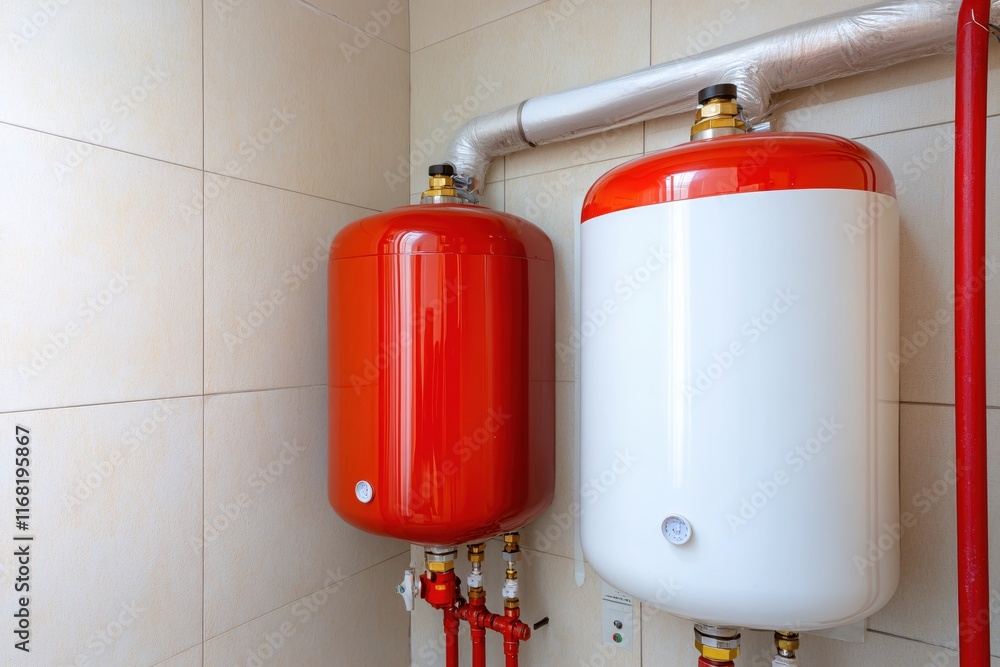 Modern Hot Water Tanks in Bright Colors Installed in Contemporary ...