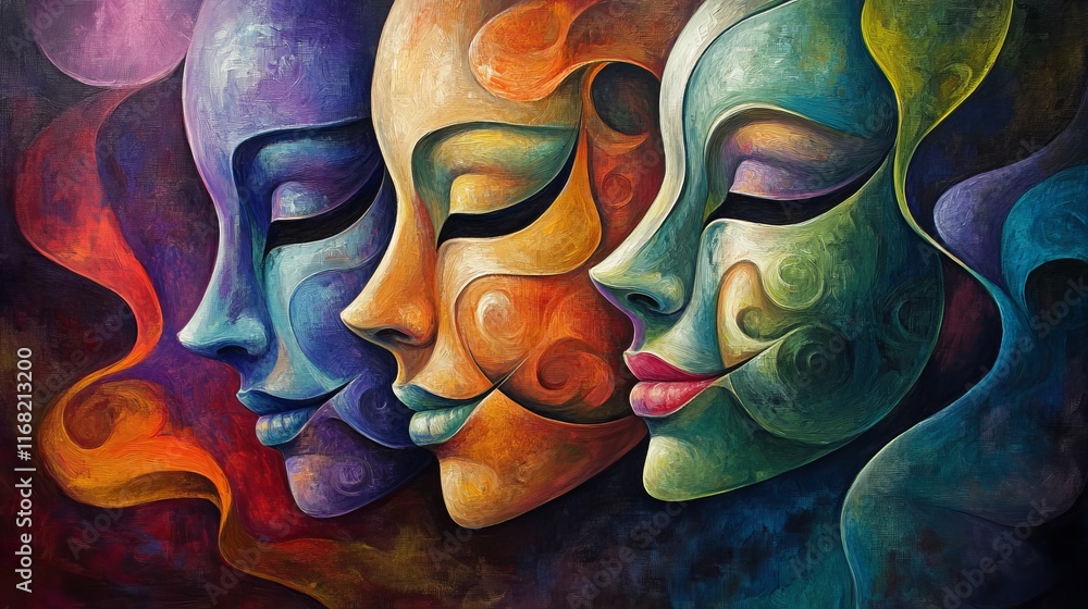 Surreal Transformation: Abstract Face Dissolving into Masks with Vivid ...