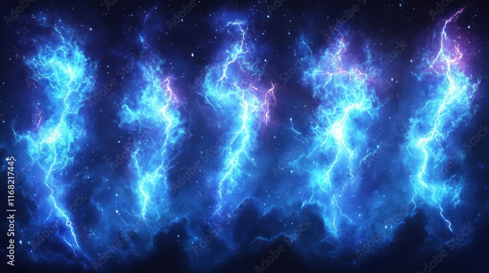 Blue Lightning Bolts Animated Frames Electric Strike Thunderbolt Effect ...