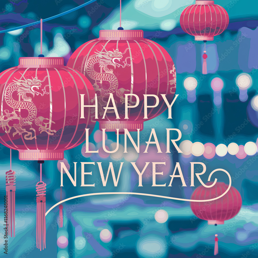 Chinese Lunar New Year 2025 - Year Of The Snake. Social Media Square ...