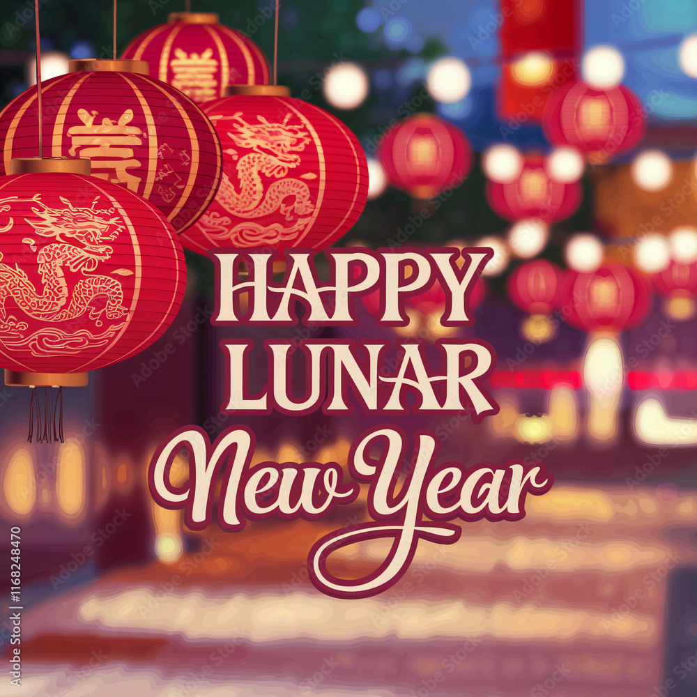 Chinese Lunar New Year 2025 - Year Of The Snake. Social Media Square ...