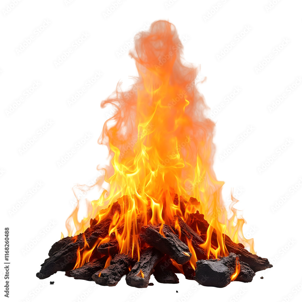 Fire flame on transparent background. Realistic burning fire flame cut ...