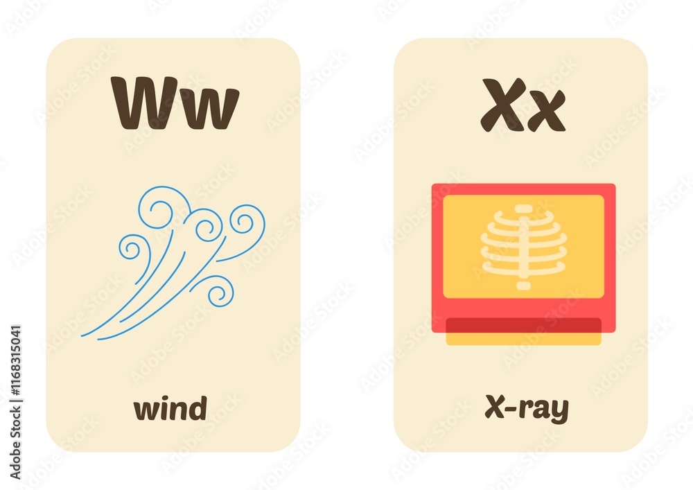 ABC Flash Cards. Letters, words and images. Educational Alphabet Cards ...