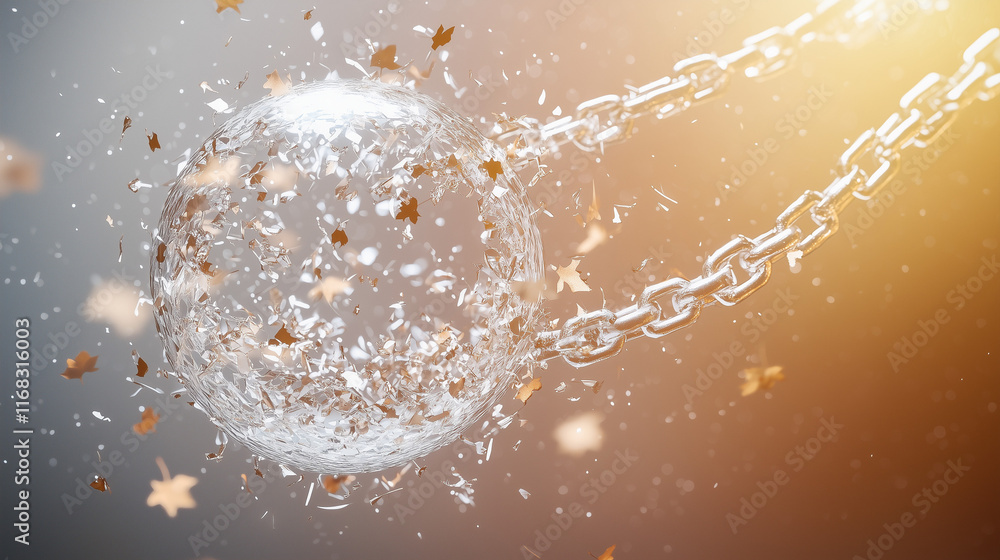 Shattering Chains: A powerful image of a wrecking ball shattering a ...