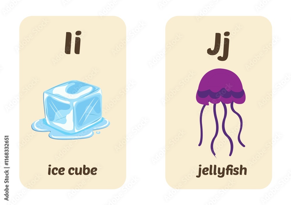 ABC Flash Cards. Letters, words and images. Educational Alphabet Cards ...