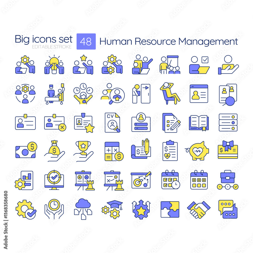 Human resource management RGB color icons set. Hiring staff for ...