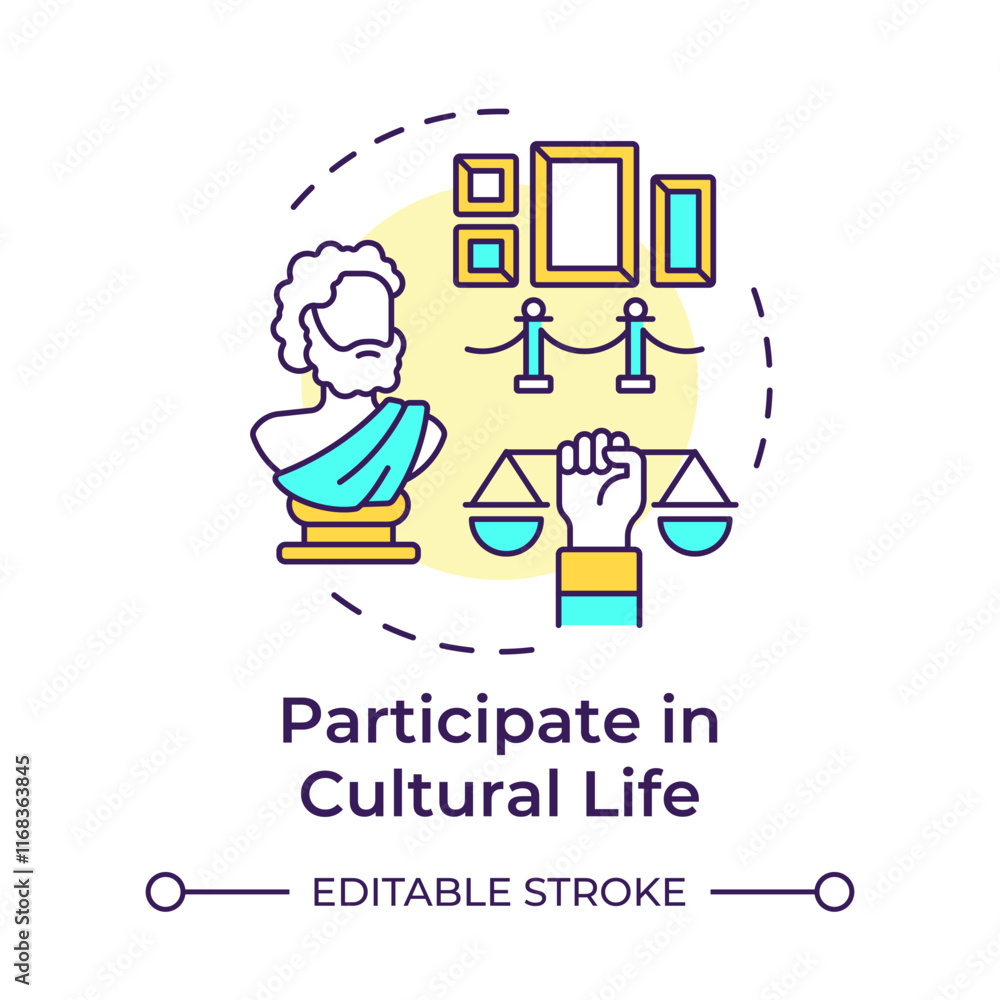 Cultural life participation multi color concept icon. Art gallery ...