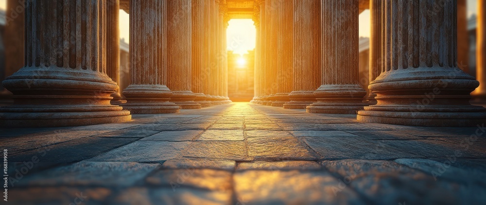 Ancient Stone Columns and Grand Staircase in Classical Architecture ...
