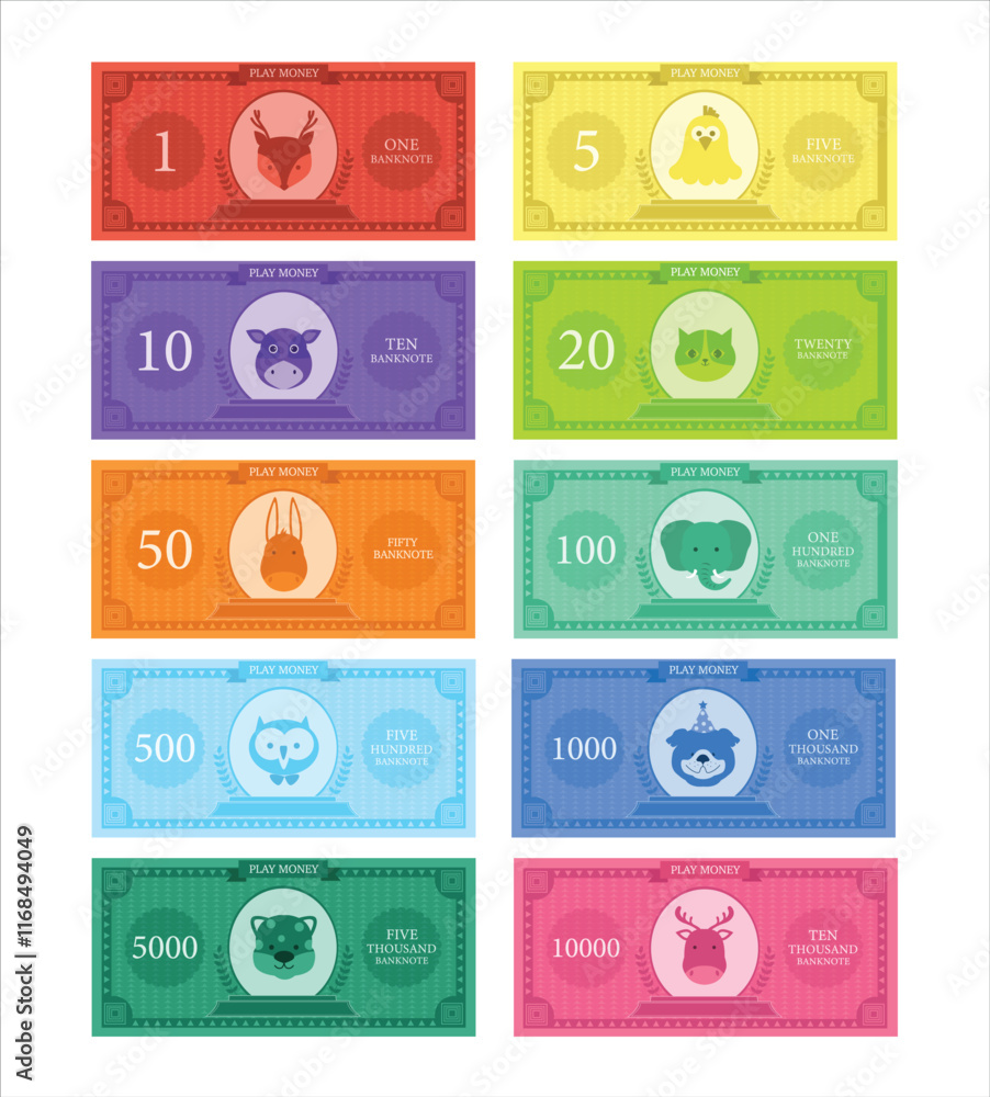 Money for game on a white background,Printable play money from 1 to ...