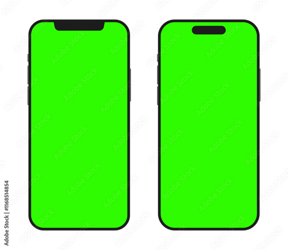 iPhone 16 Pro Max Green Screen Modern Mobile Phone Mockup Set ...
