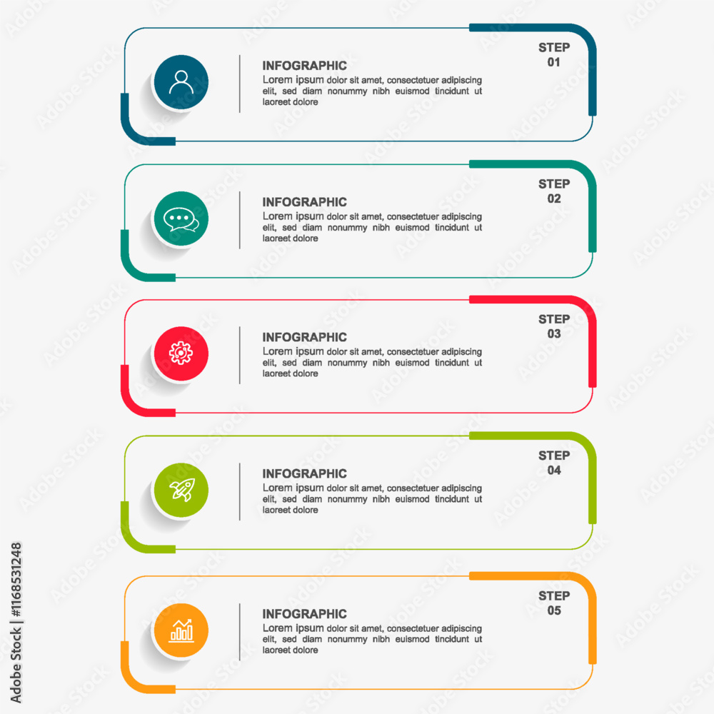 5 infographic tab index banner design vector and marketing template ...