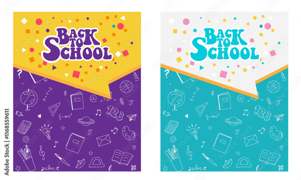 Back to school information pages set. Education template of flyer ...