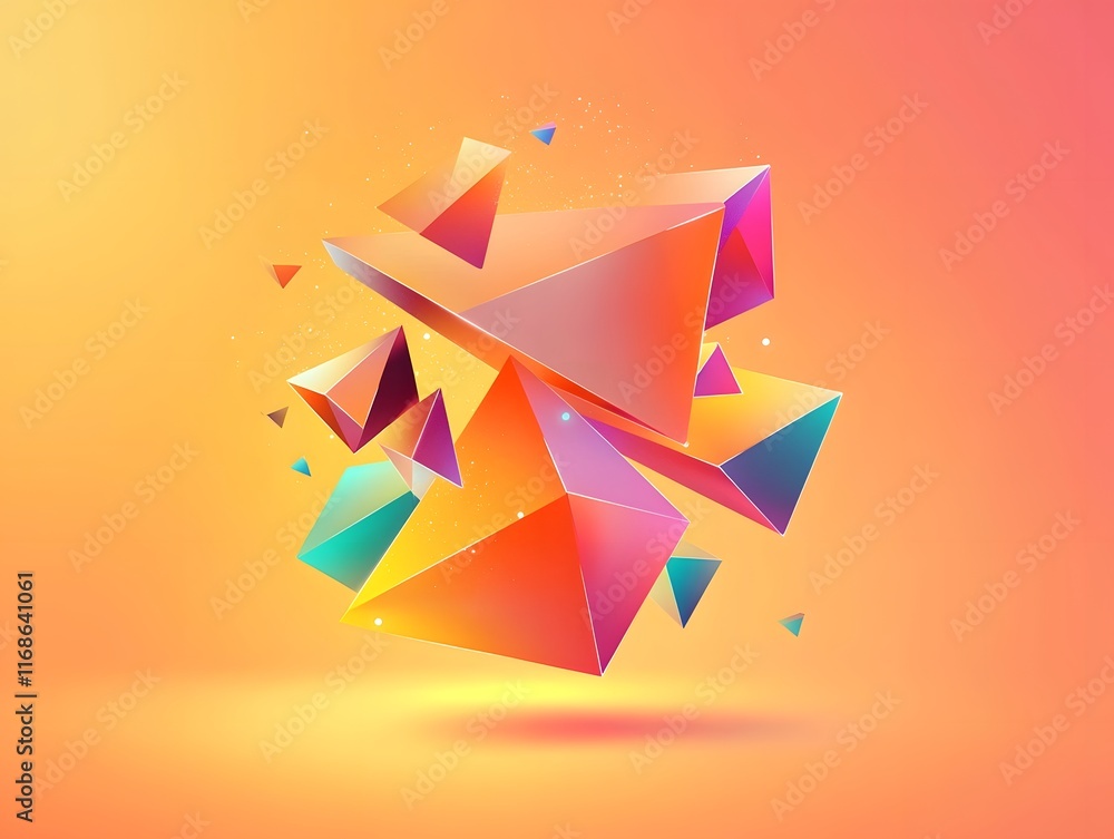 Colorful Abstract Origami Triangle Pattern with Geometric Shapes and ...