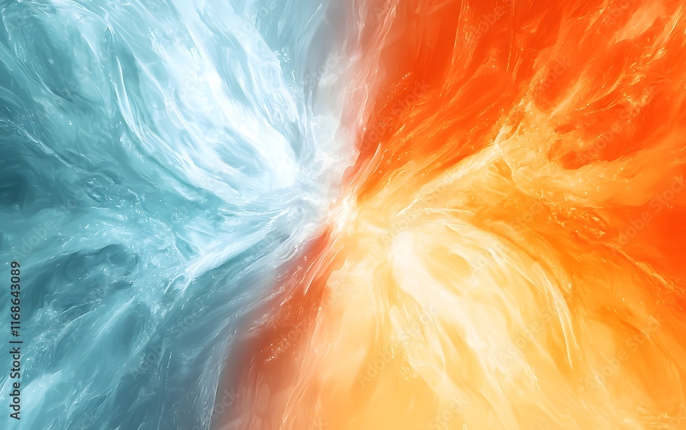 Bilinear gradient of contrasting fiery orange and icy blue tones ...