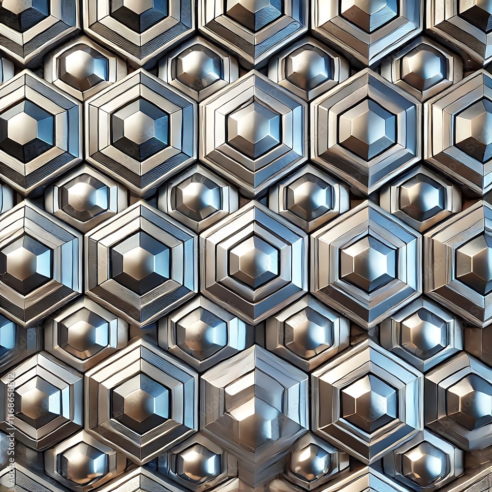 Metallic Hexagonal Pattern Reflective Surface Texture Specular Mapping ...