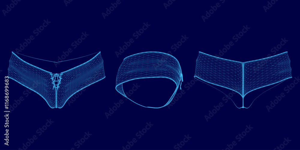 Three Different Types Of Panties Are Shown In A Blue Background The Panties Are Shown In A
