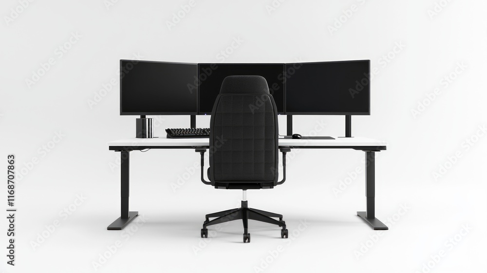 Seamless Dual Monitor Ergonomic Setup with Supportive Chair for ...