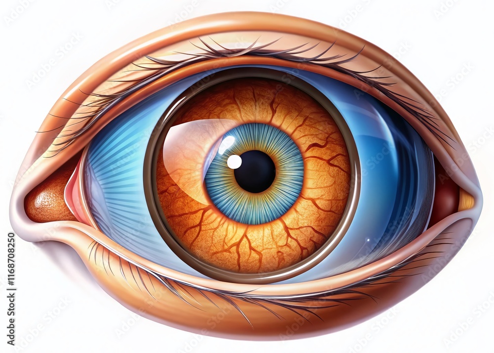 Keratoconus Cornea Anatomy: Detailed Illustration of Eye Structure ...