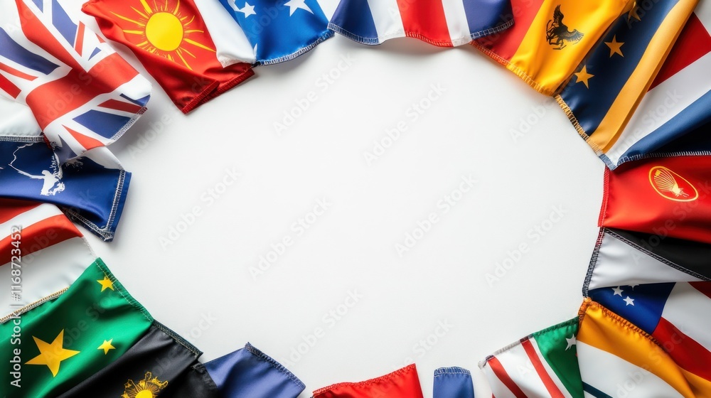 World flags circle frame on white background. Stock Photo | Adobe Stock