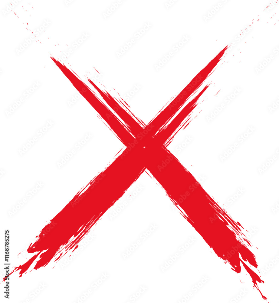 Grunge letter X. X icon. Red cross mark sign vector illustration ...