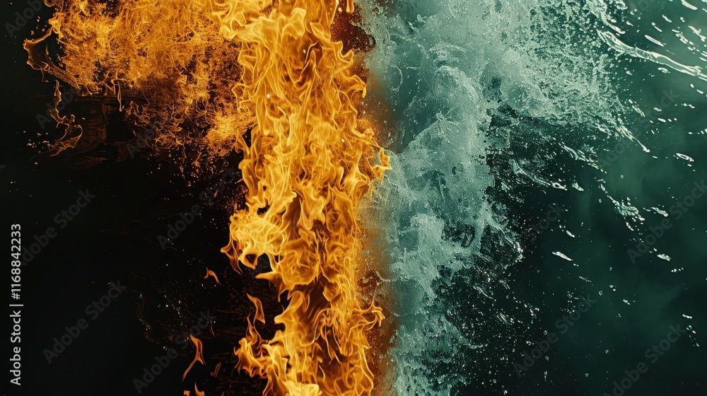 Fire vs ice in abstract texture, a creative design of hot flame vs ...