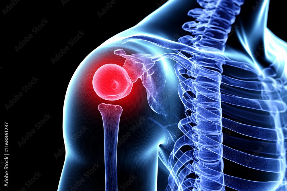Visualization of shoulder pain in human anatomy Stock Photo | Adobe Stock