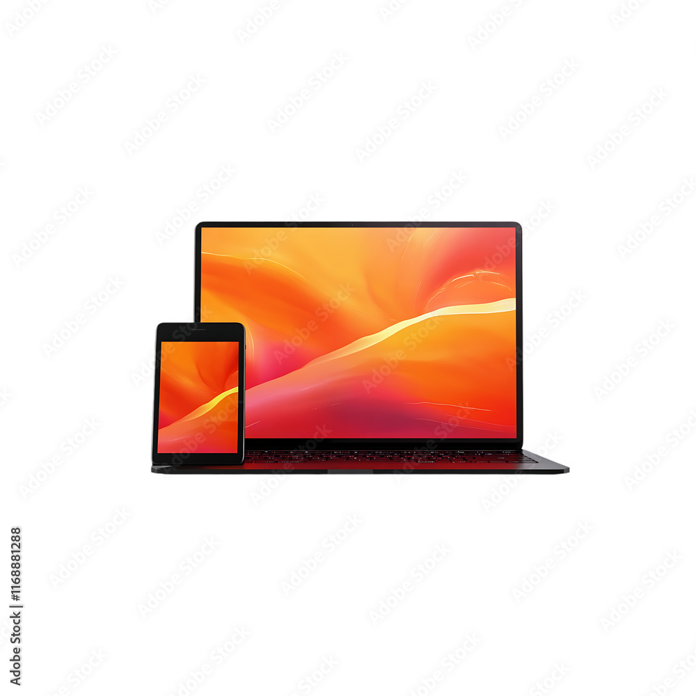 laptop and phone isolated on a transparent background, in PNG format ...