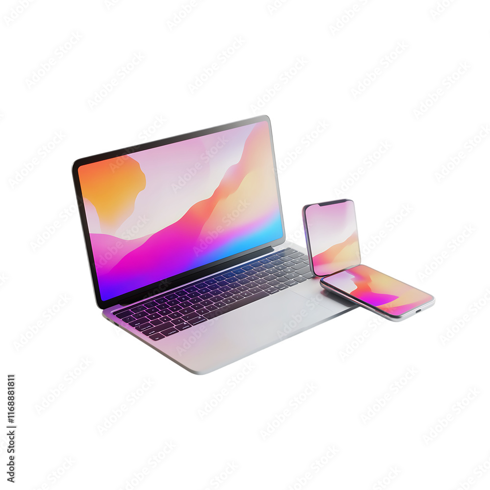 laptop and phone isolated on a transparent background, in PNG format ...