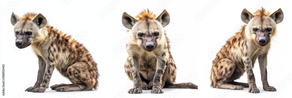 Hyena cub trio poses playfully against a bright backdrop highlighting ...