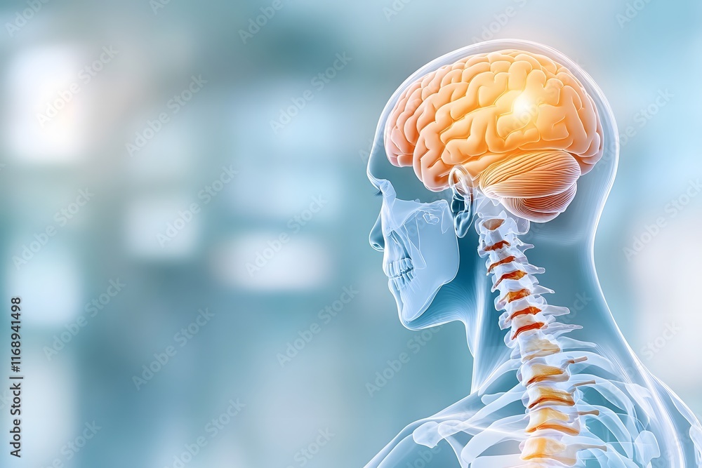 An illustration of the human head with an X-ray view showing only one ...