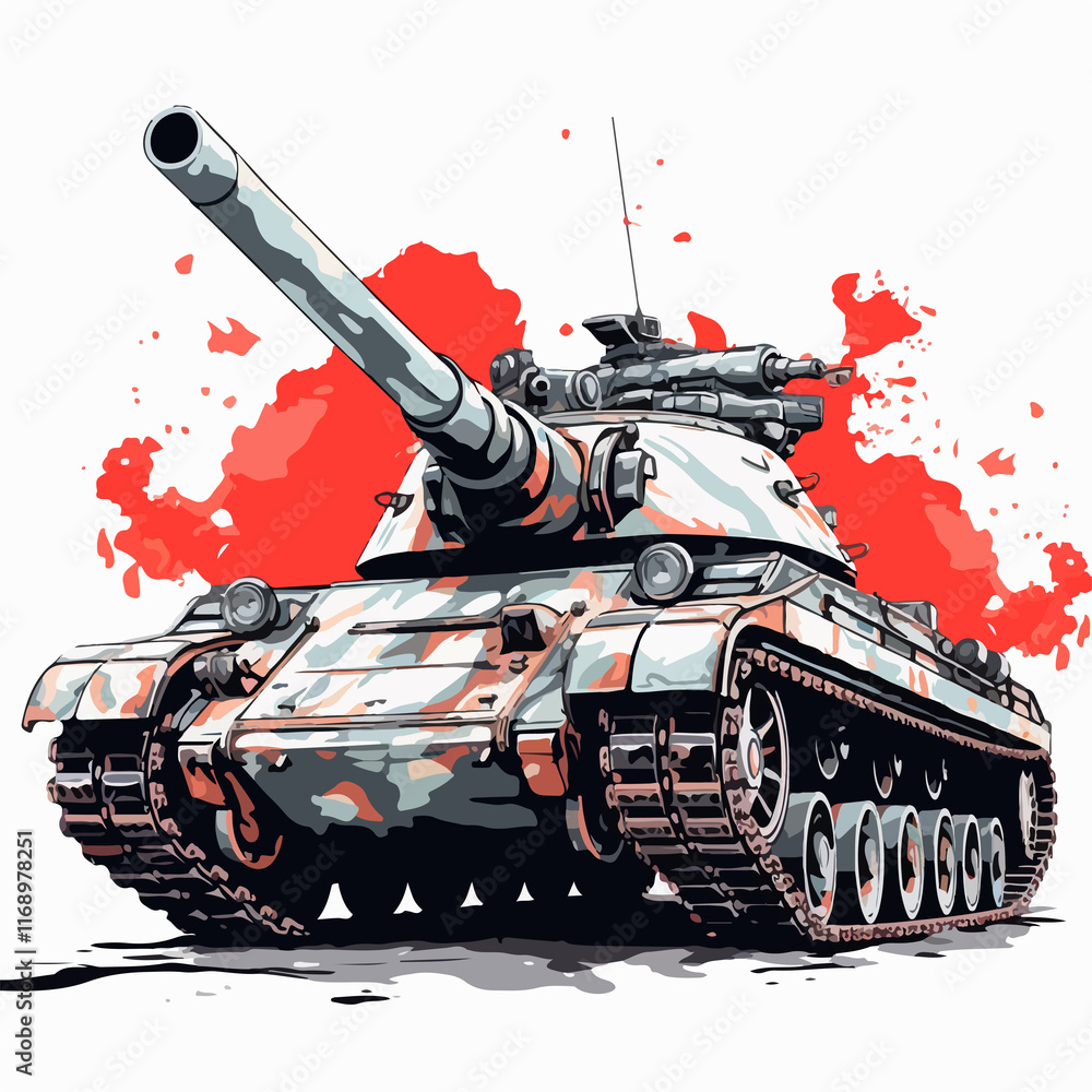 Vintage Battle Tank Aiming Cannon to Side - Military Vehicle Picture ...