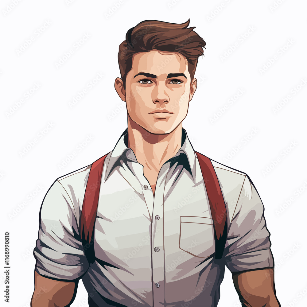 Cartoon Illustration of Young Men Upperbody Characters for Vector Stock ...