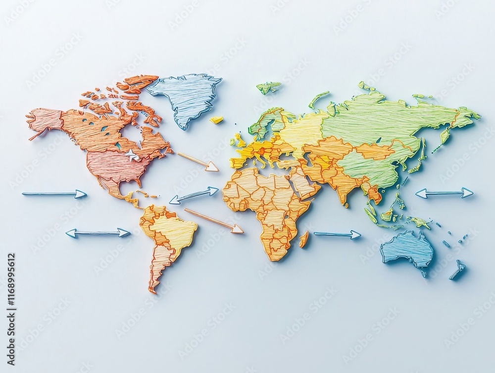 Globalization trade War. Colorful world map puzzle illustrating global ...