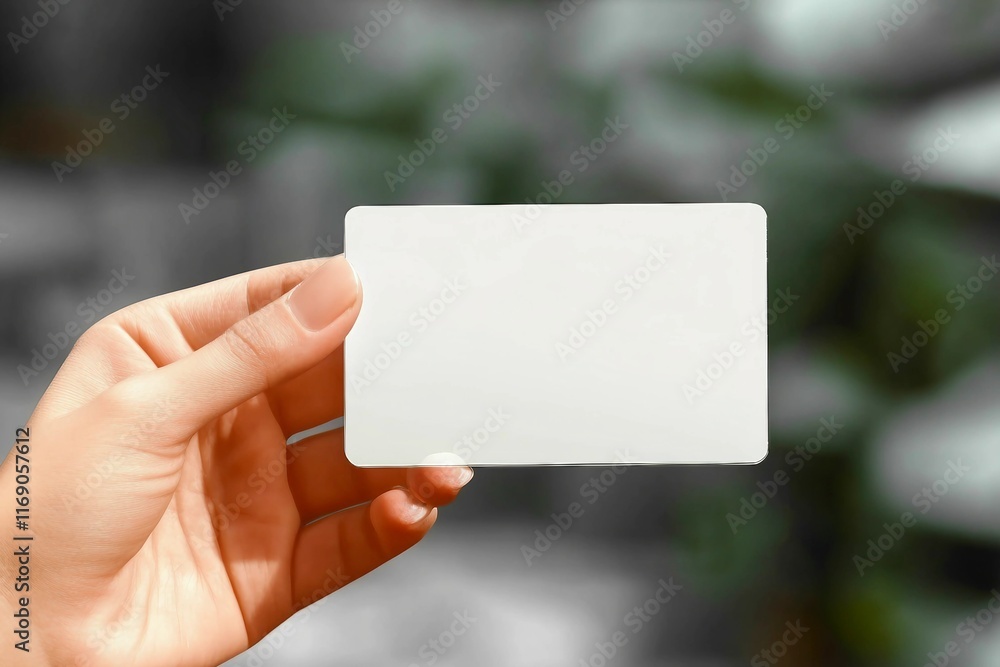 hand hold blank translucent card mockup with rounded corners. plain ...