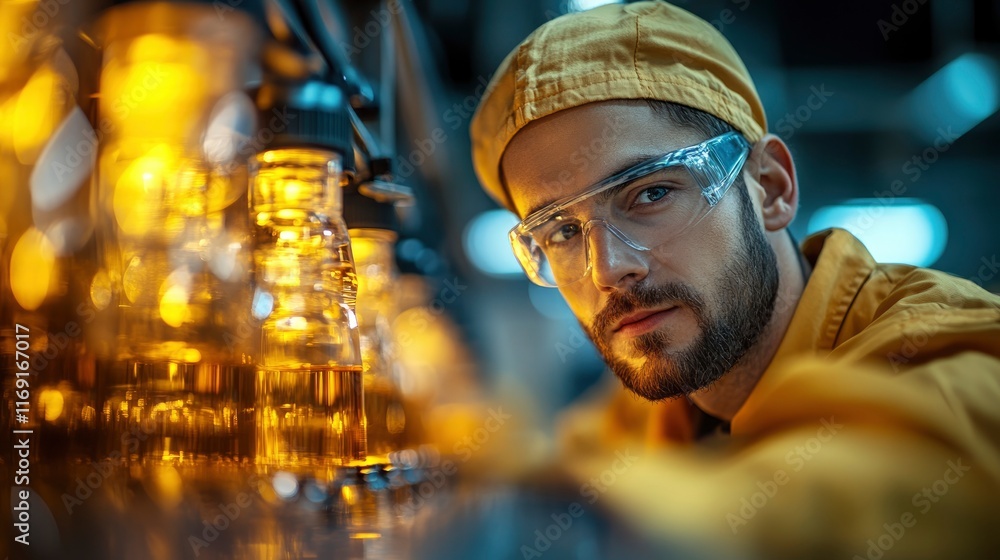 Clean room operator monitoring fill volume on automated liquid filling ...