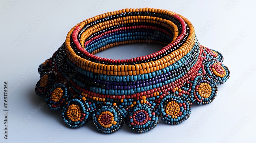 Beautifully crafted 'Zulu' beadwork necklace featuring traditional ...
