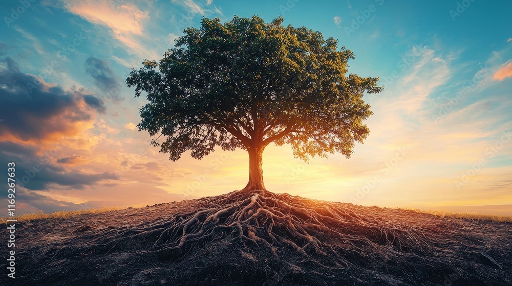 Symbolic Tree with Deep Roots and Expansive Branches Nature Photography ...